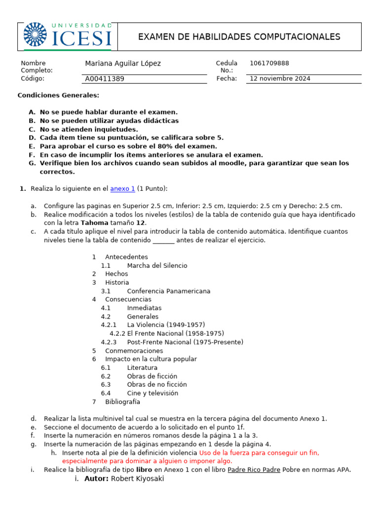 Examen de Habilidades Computacionales | PDF