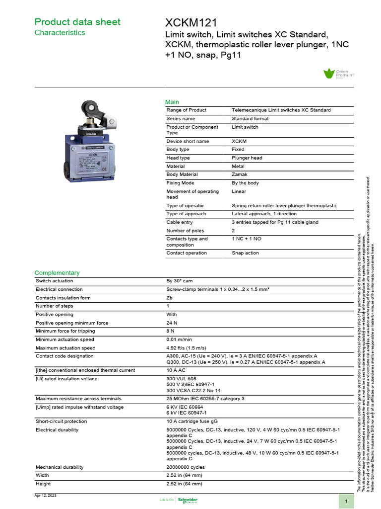 XCKM121 Document-3430606 | PDF | Switch | Electromagnetism