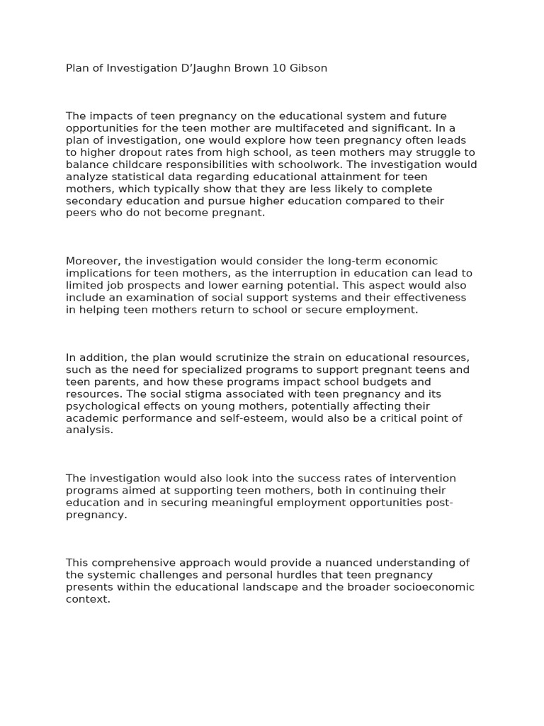 Plan of Investigation D | PDF | Wellness | Self-Improvement