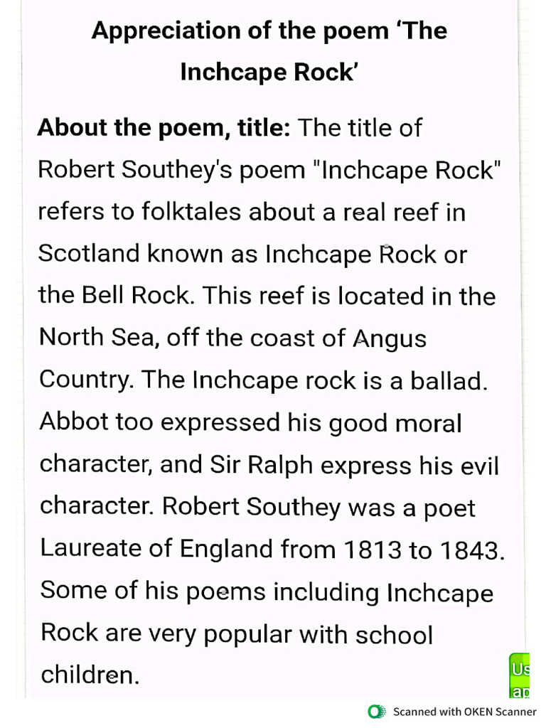 Appreciation of The Inchcape Rock | PDF