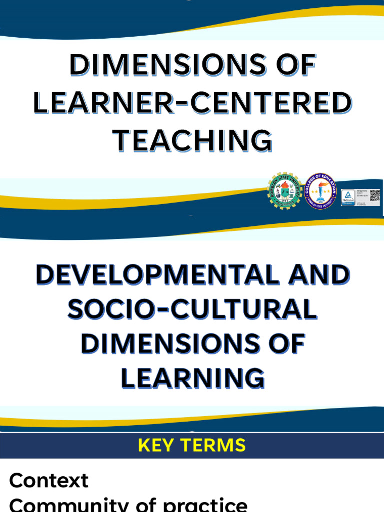 Socio Cultural Dimensions of Learner Centered Teaching | PDF | Learning ...
