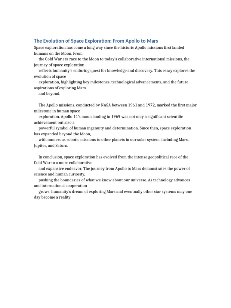 Space Exploration Evolution | PDF