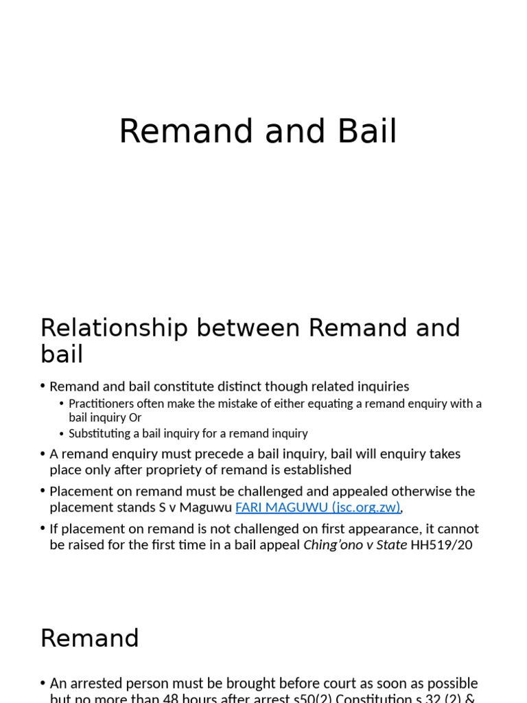 Remand | PDF | Bail | Burden Of Proof (Law)