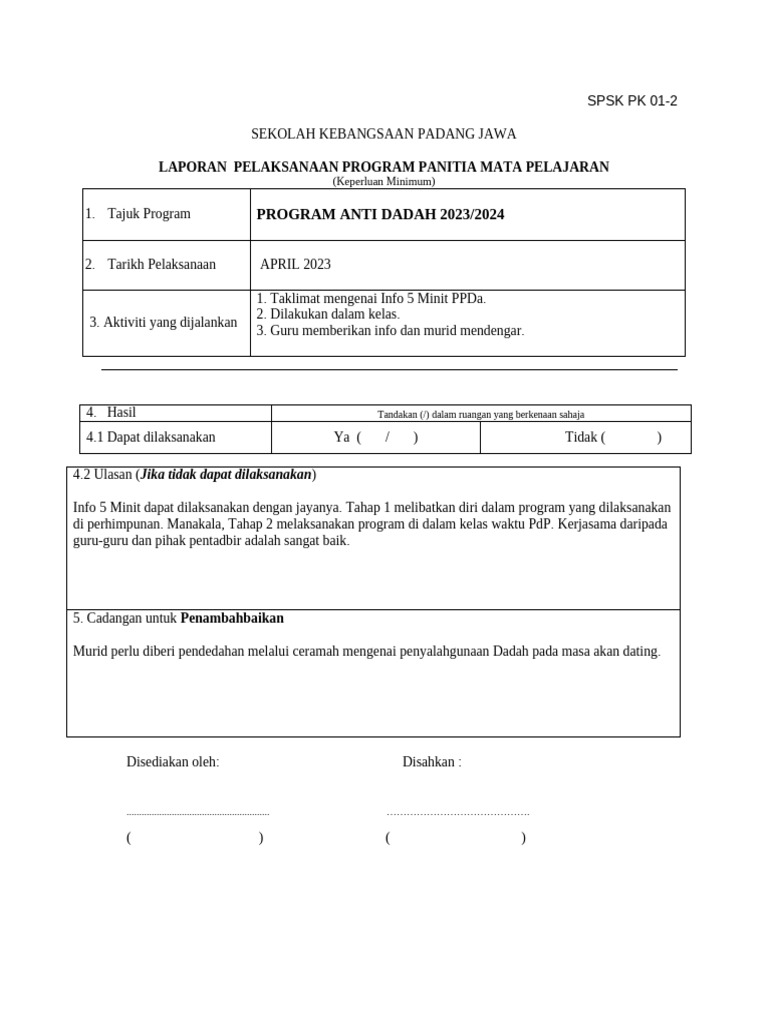 Laporan Info 5 Minit PPDA 2023 | PDF