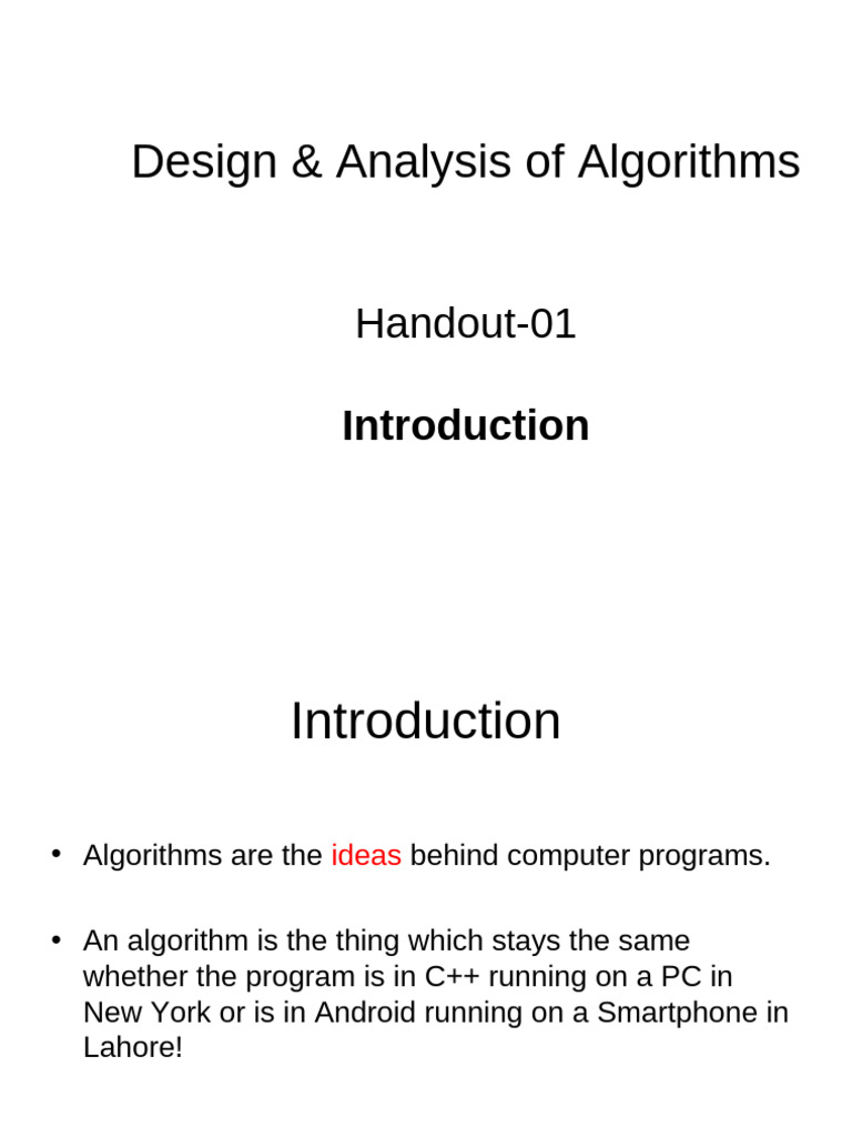 1 DAA - Handout-01-Introduction | PDF | Algorithms | Algorithms And Data Structures