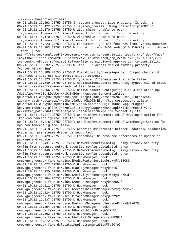 .Tencent - Iglite Logcat | PDF | Android (Operating System) | Utility Software