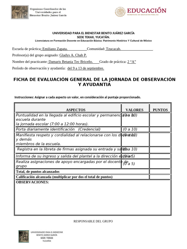 Ficha de Observacion de Una Clase | PDF