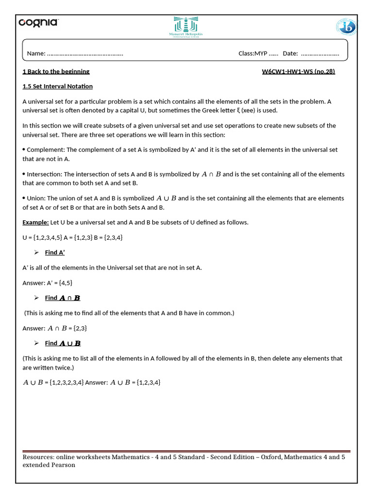 W6 ClassWorks | PDF | Intersection (Set Theory) | Mathematical Logic