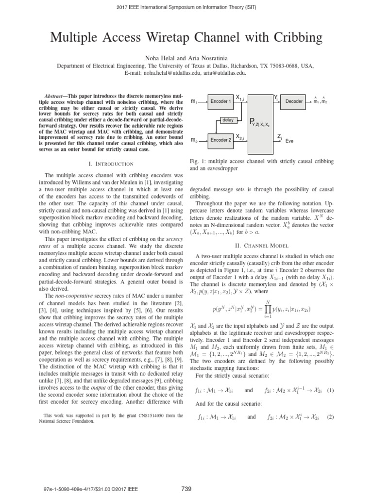 Multiple Access Wiretap Channel With Cribbing | PDF | Statistical Theory | Mathematics