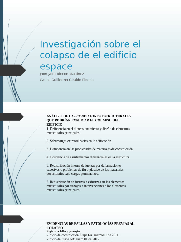 Investigación Sobre El Colapso de El Edificio Espace | PDF | Columna | edificio