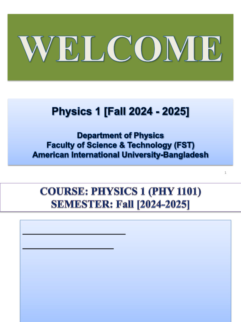 Physics 1 - LESSON 1 (Mid - Fall 24-25) | PDF | Velocity | Acceleration