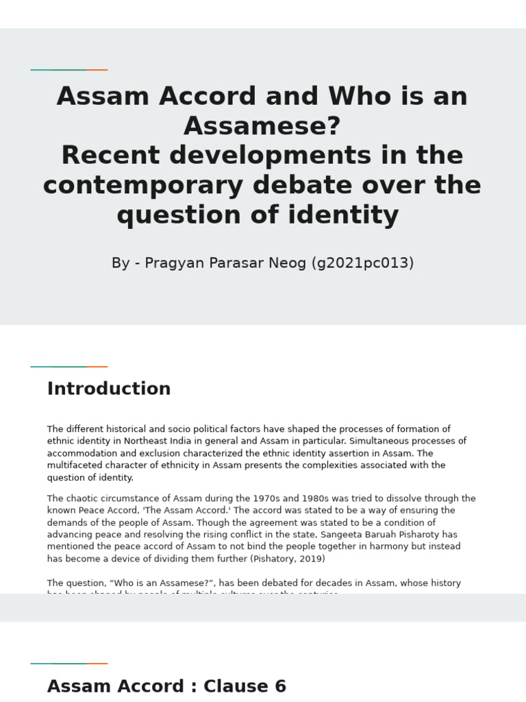 Assam Accord and Assamese Identity | PDF