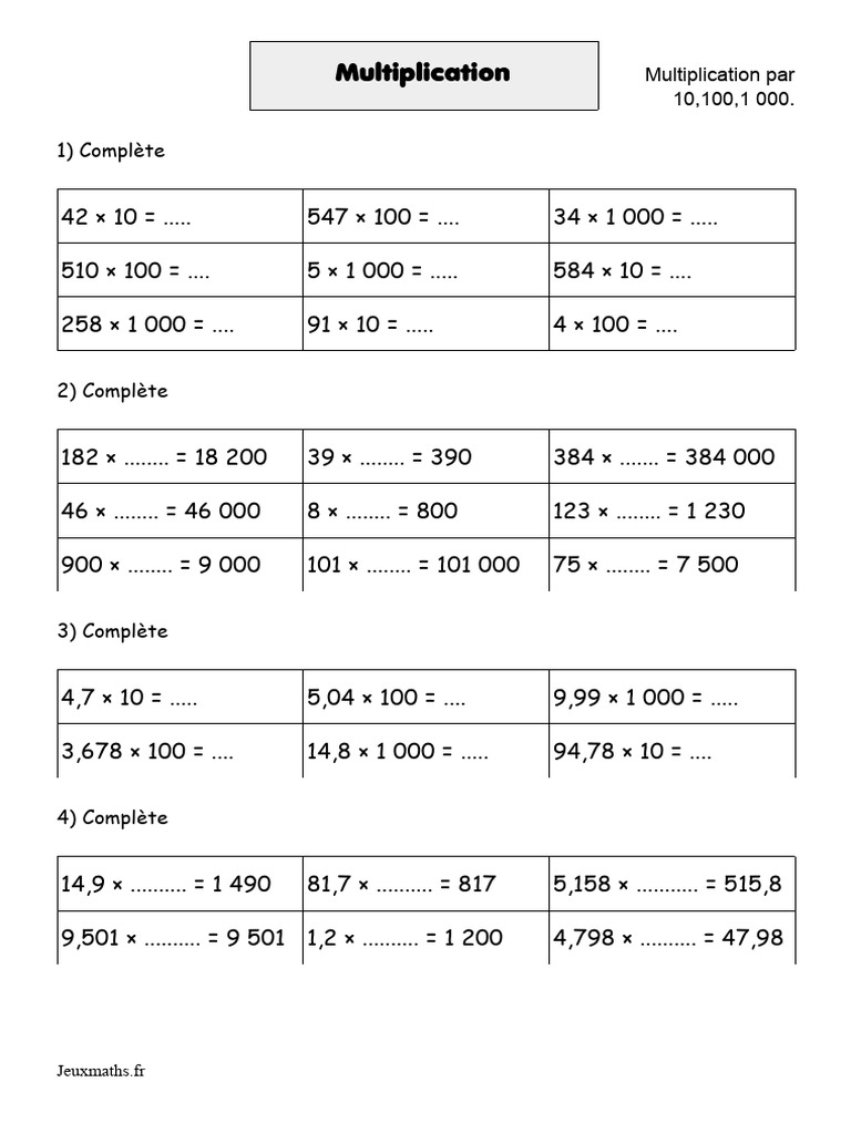 Multiplication Par 10 | PDF