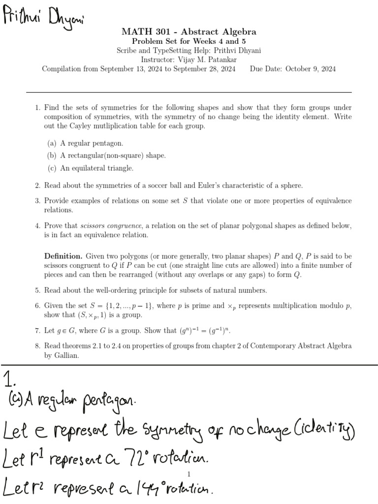Abstract Algebra Homework Week 4&5 PDF | PDF