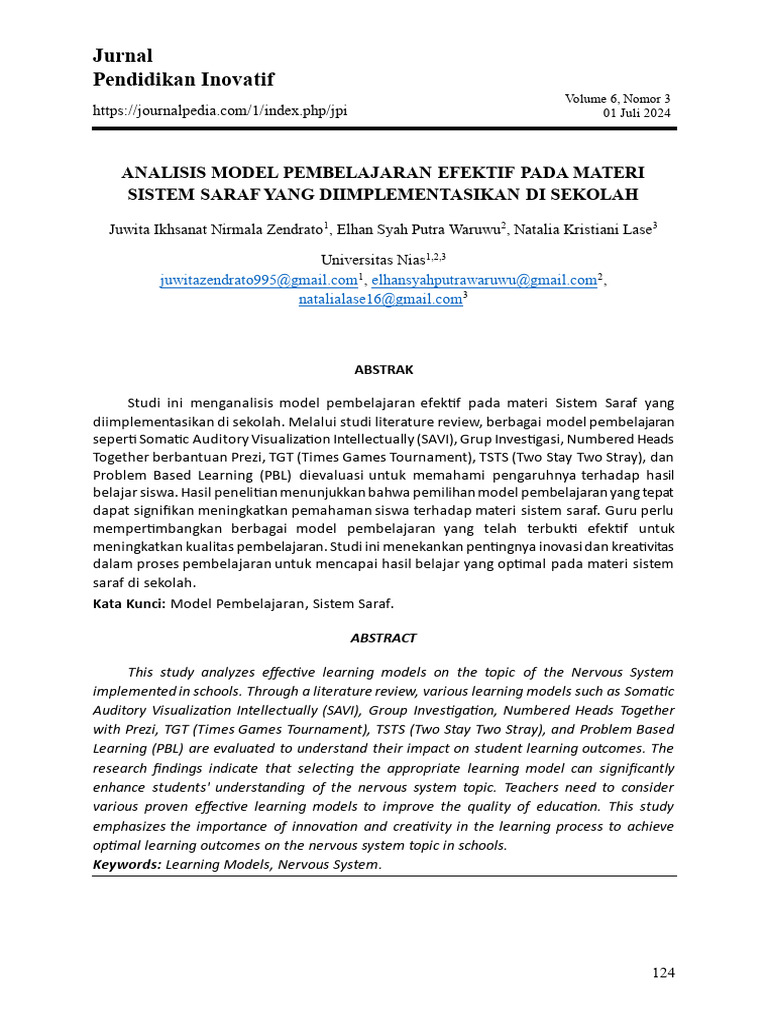 Model Pembelajaran Efektif Sistem Saraf | PDF | Karier & Perkembangan | Pengembangan Diri