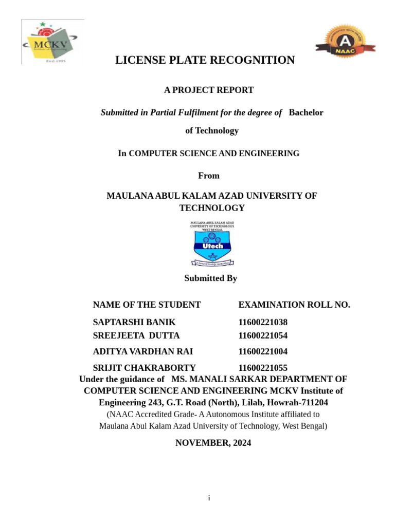 7th Semester - Project Report (FINAL) | PDF | Optical Character ...