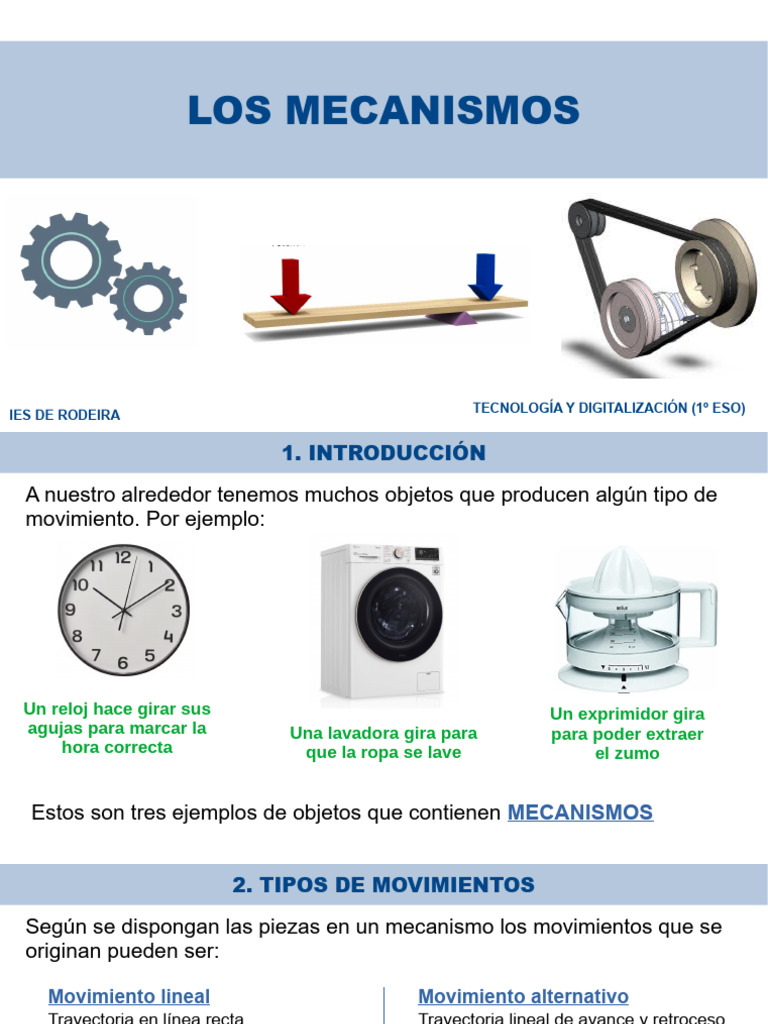 Ejemplos de Mecanismos Simples | PDF | Palanca | Engranaje