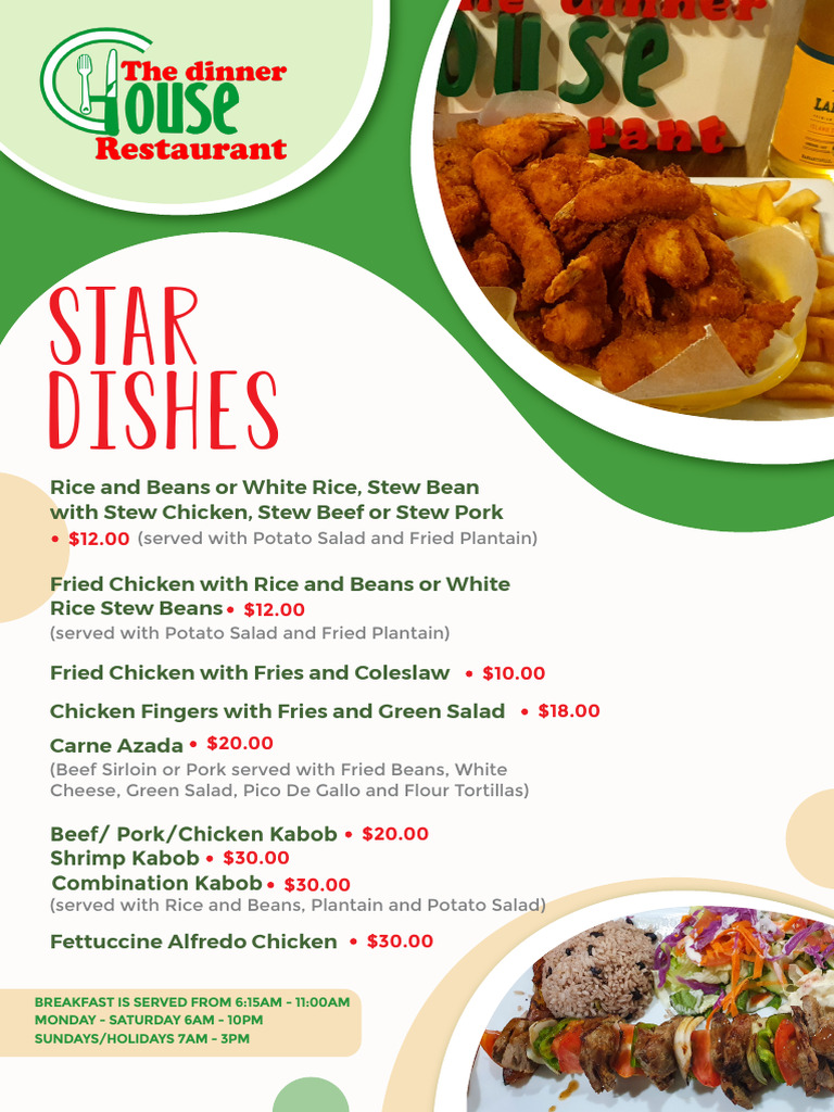 The Dinner House Menu-1 | PDF | Salad | Hamburgers