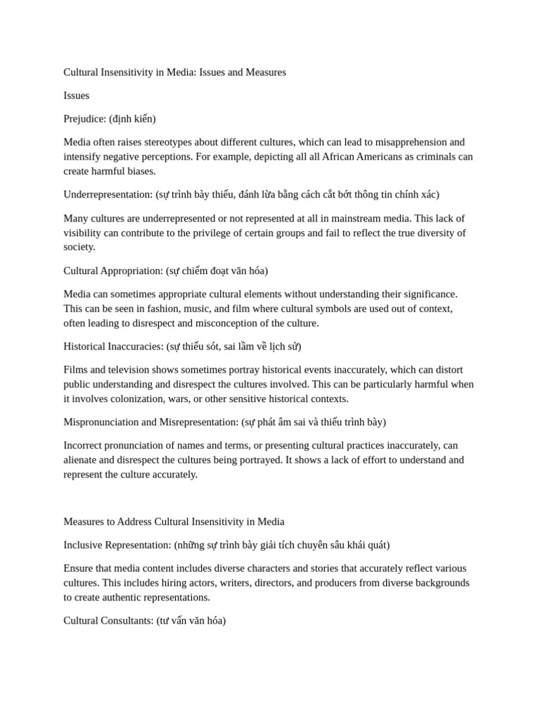 Cultural Insensitivity in Media | PDF | Social Science