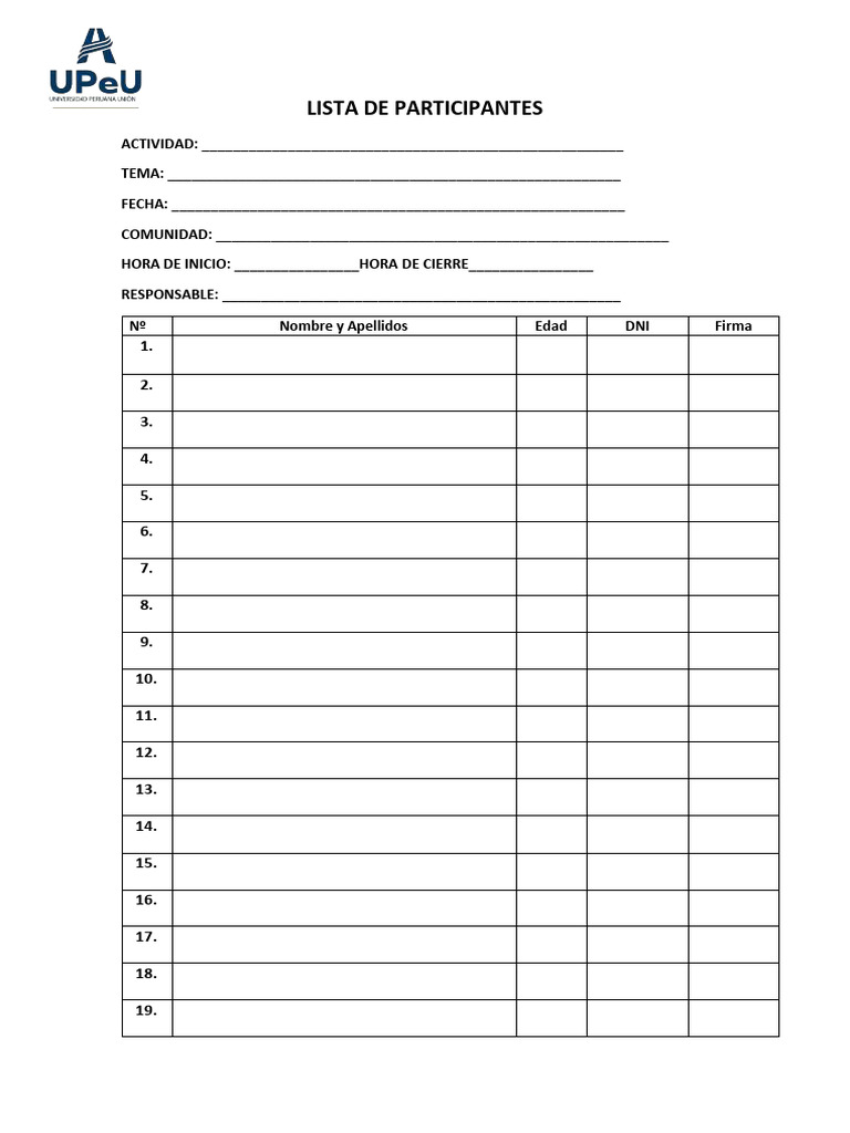Modelo de lISTA DE PARTICIPANTES CACATACHI) | PDF | Negocios | Finanzas ...
