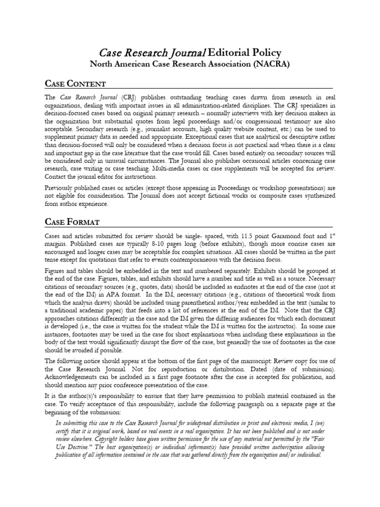 Instructions of CRJ for case submission | PDF | Citation | Note ...