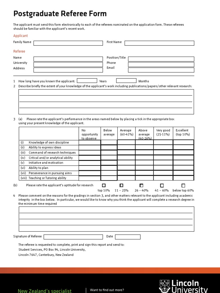 Postgrad Referee Form Guide | PDF