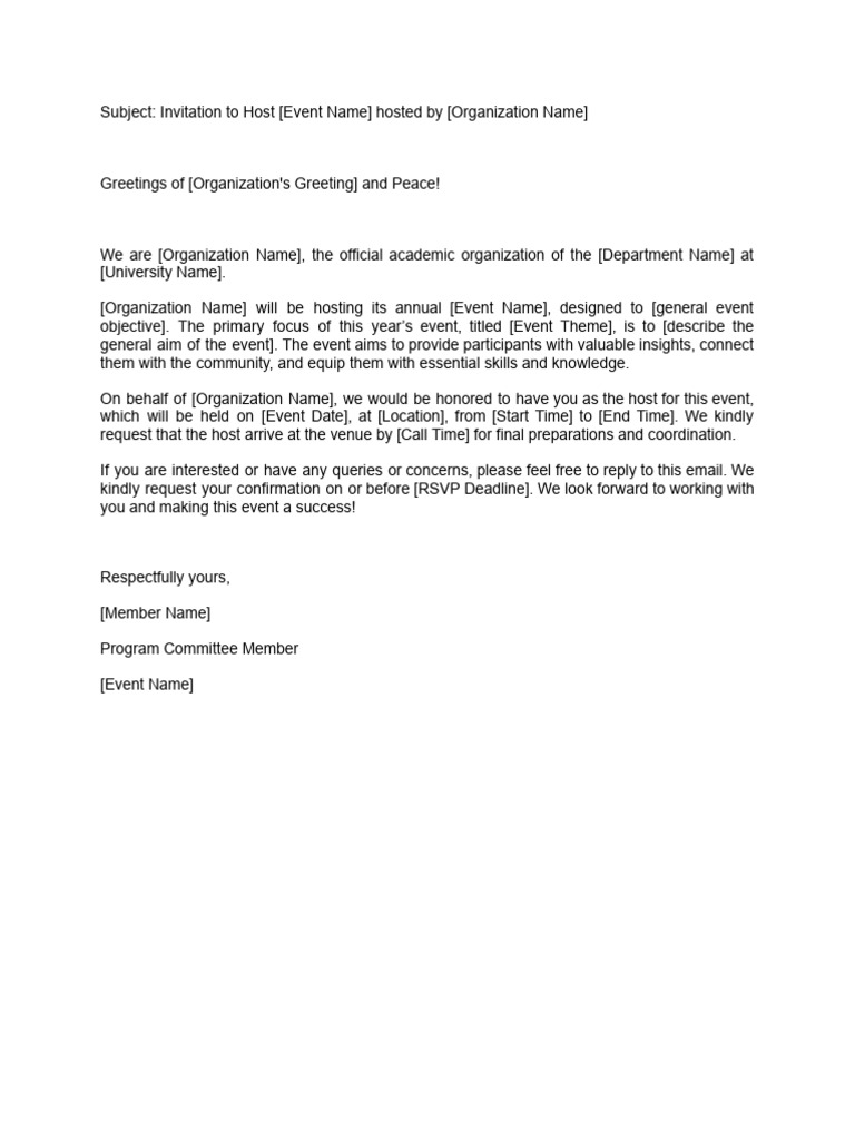 Hosting Invitation Sample | PDF