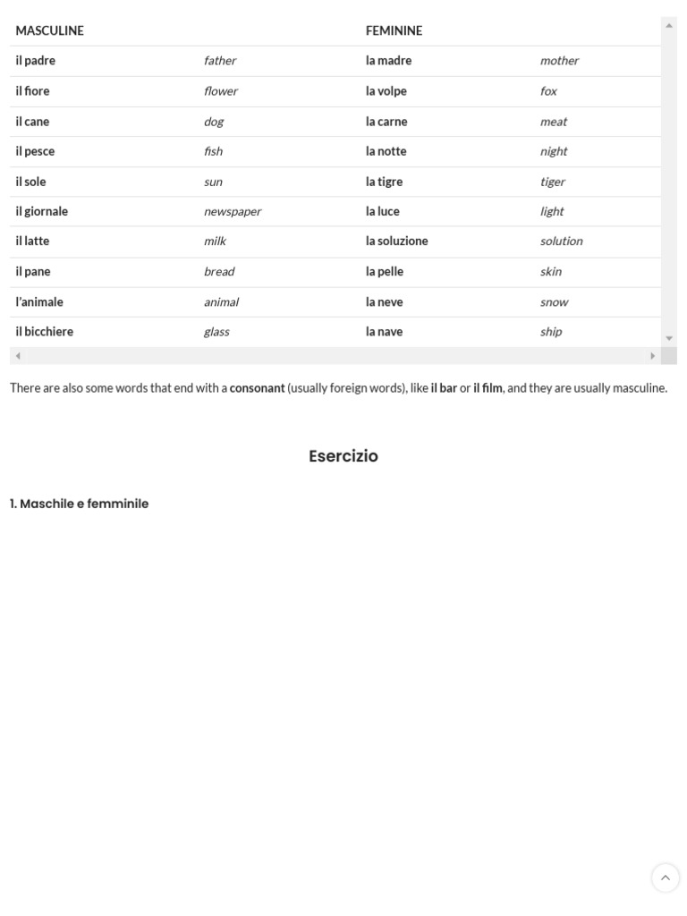 Italian Gender Nouns Guide | PDF | Grammar | Linguistic Morphology