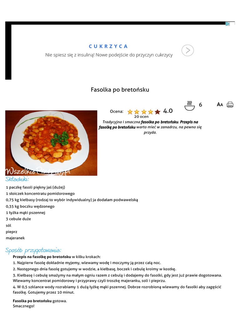 Fasolka Po Bretońsku - Przepisy Kulinarne - WszelkiePrzepisy | PDF