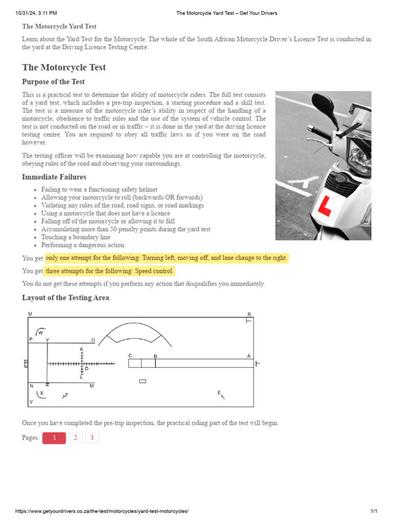 Motorcycle Yard Test Overview | PDF | Traffic | Motorcycle