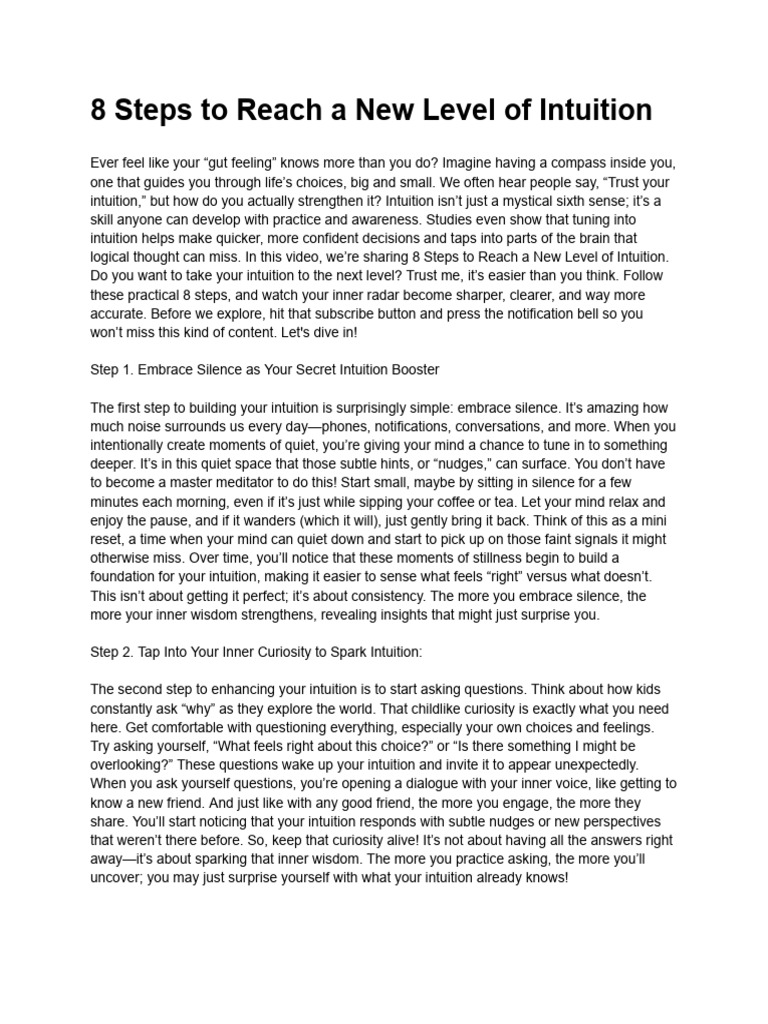 8 Steps To Reach A New Level of Intuition | PDF | Intuition | Thought