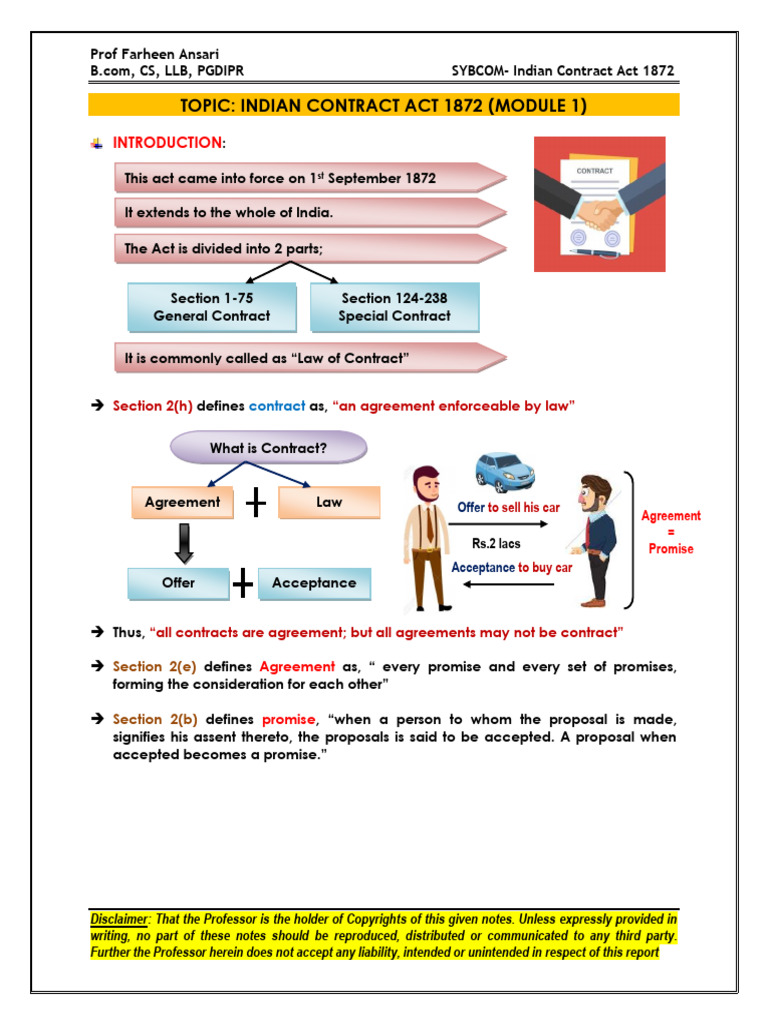 Overview of Indian Contract Act 1872 | PDF | Offer And Acceptance ...