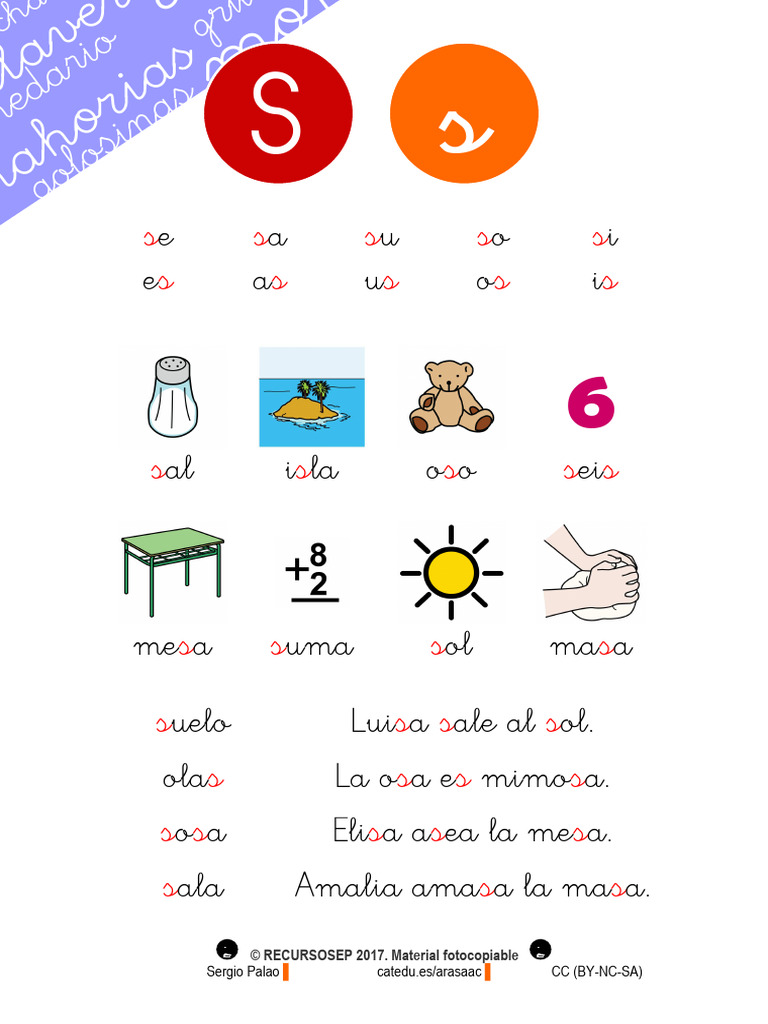 Cartilla para Leer Recursosep Letra S | PDF