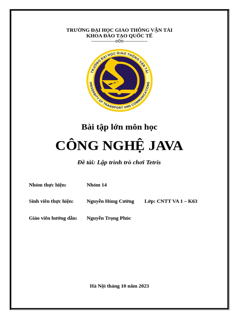 Báo Cáo BTL Java | PDF