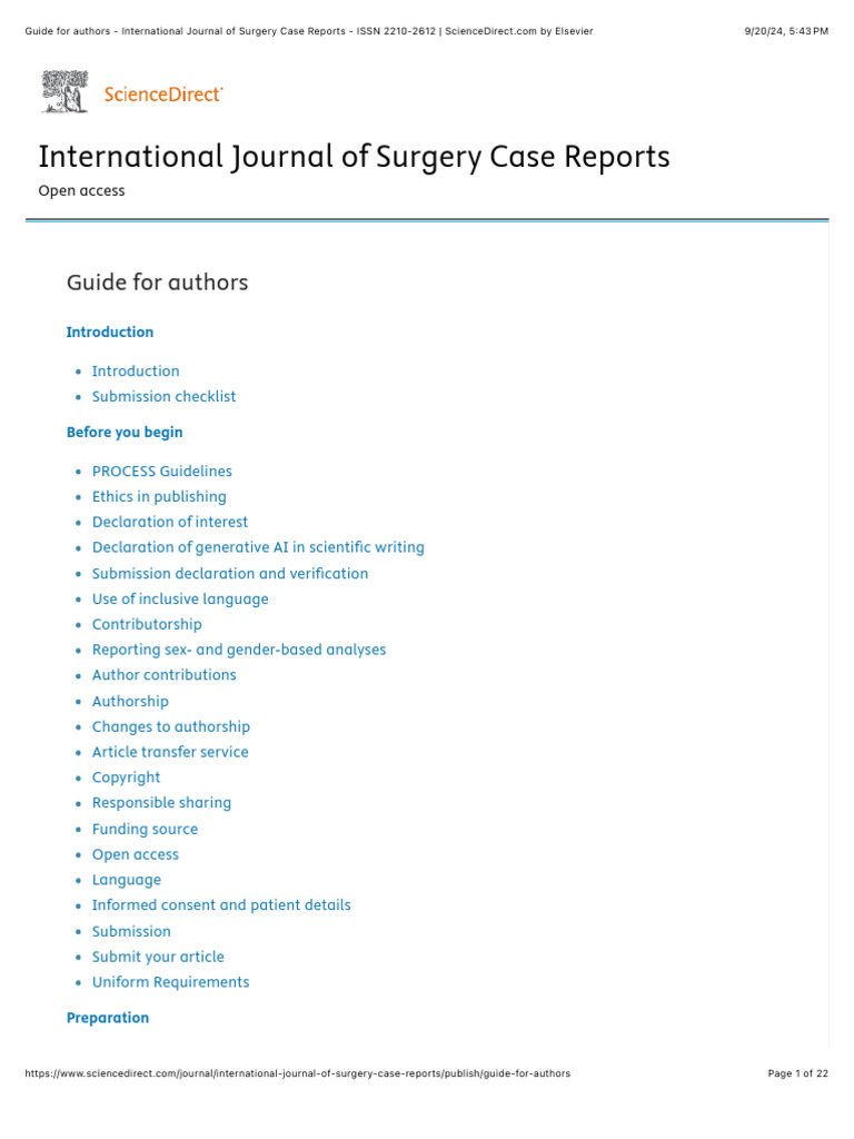Guide For Authors - International Journal of Surgery Case Reports ...