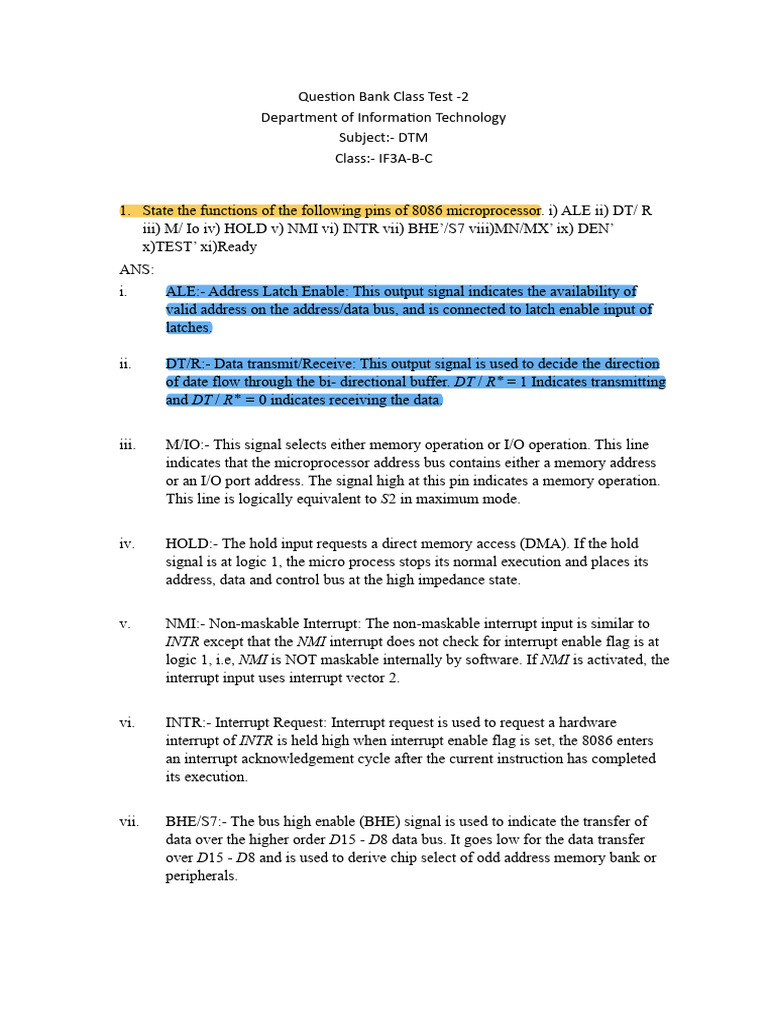 DTM CT2 QB Ans If3 | PDF | Central Processing Unit | Computer Architecture