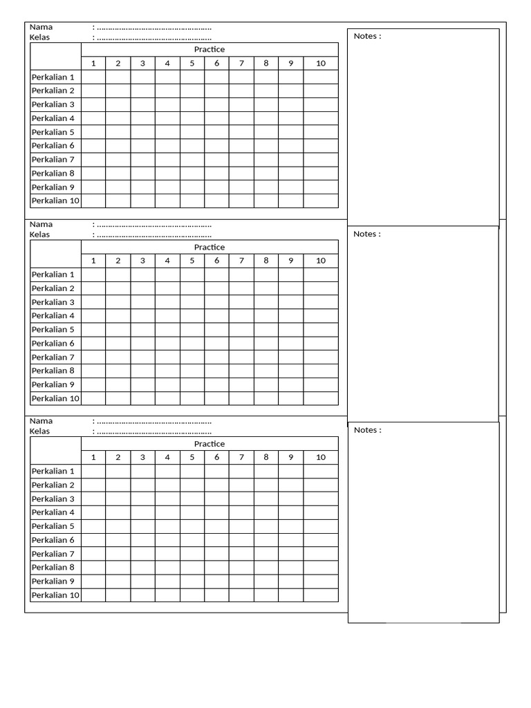 Tabel Hafalan Perkalian | PDF
