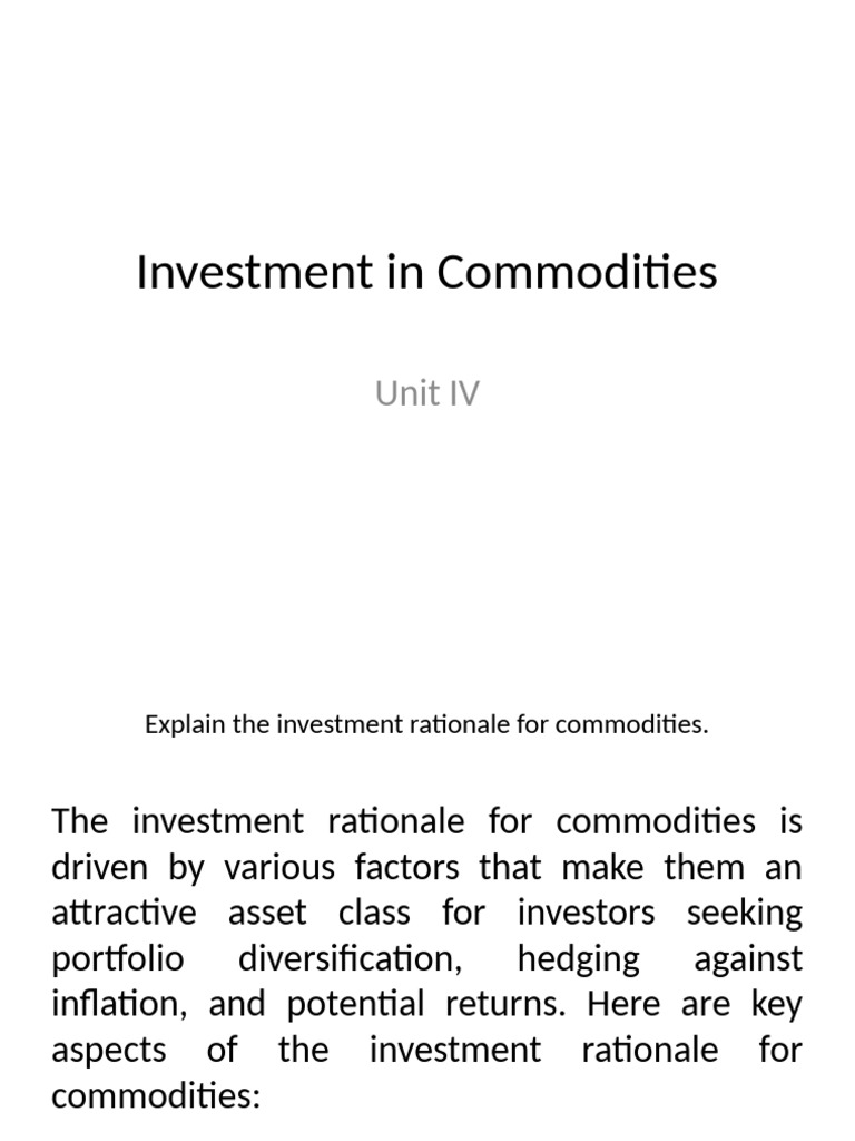 Investment Rationale for Commodities | PDF | Derivative (Finance) | Financial Risk