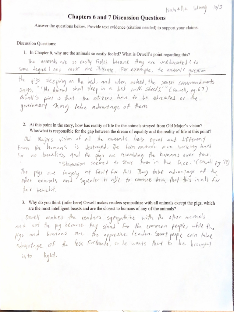 Animal Farm Chapter 6 and 7 Review | PDF