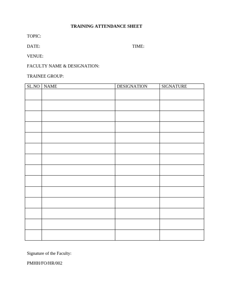 Training Attendance Sheet | PDF