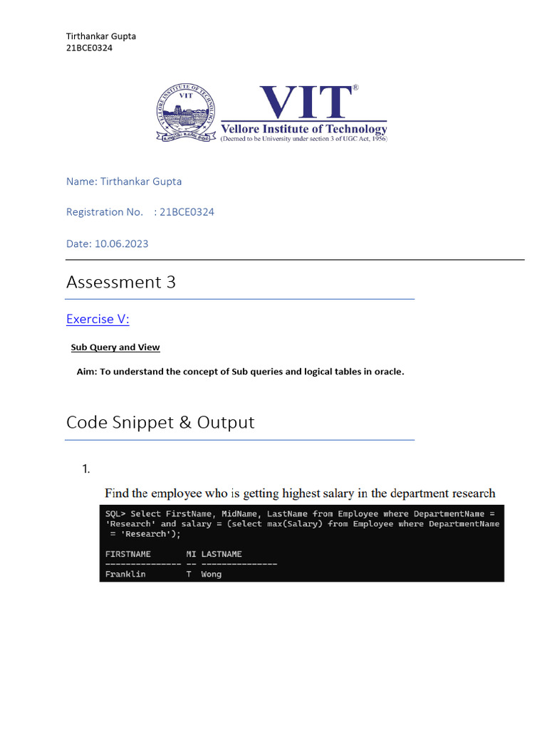 DBMS Exp3 | PDF | Computers | Technology & Engineering