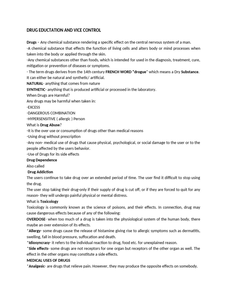 Drug Eductaion and Vice Control Review | PDF | Cannabis (Drug) | Drugs