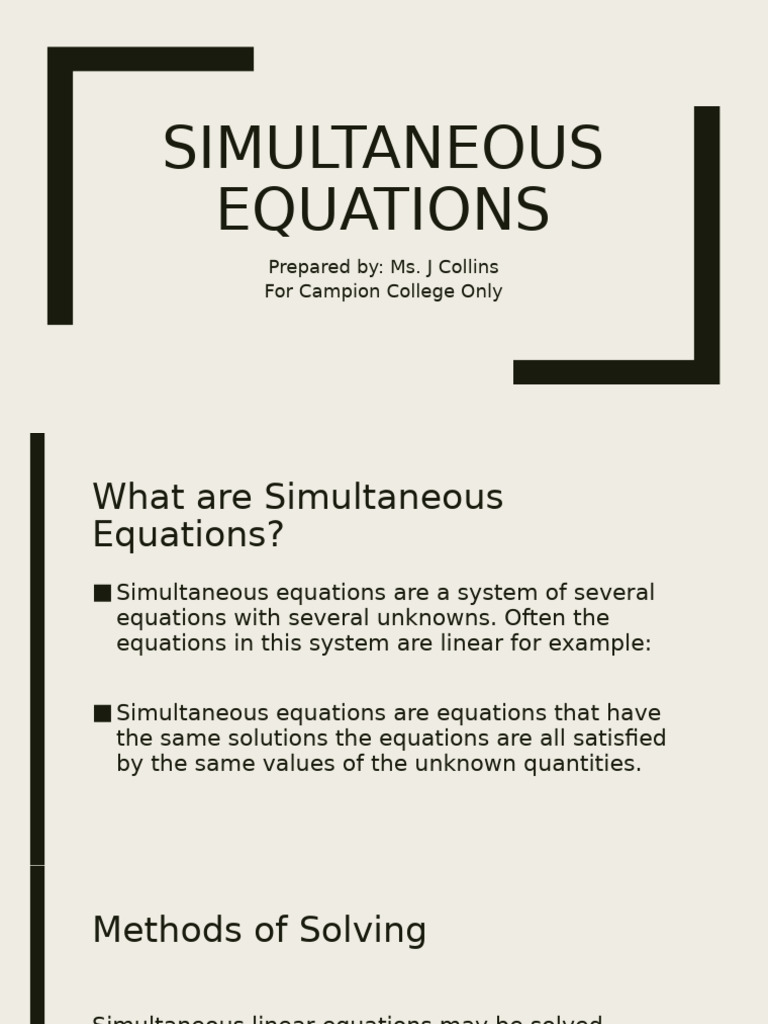 Simultaneous Equations | PDF