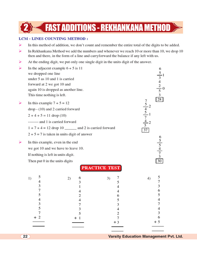 Chapter-2 Fast Additions | PDF