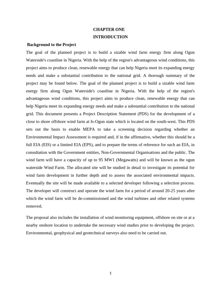 NEW PROJECT PROPOSAL | PDF | Wind Power | Wind Farm
