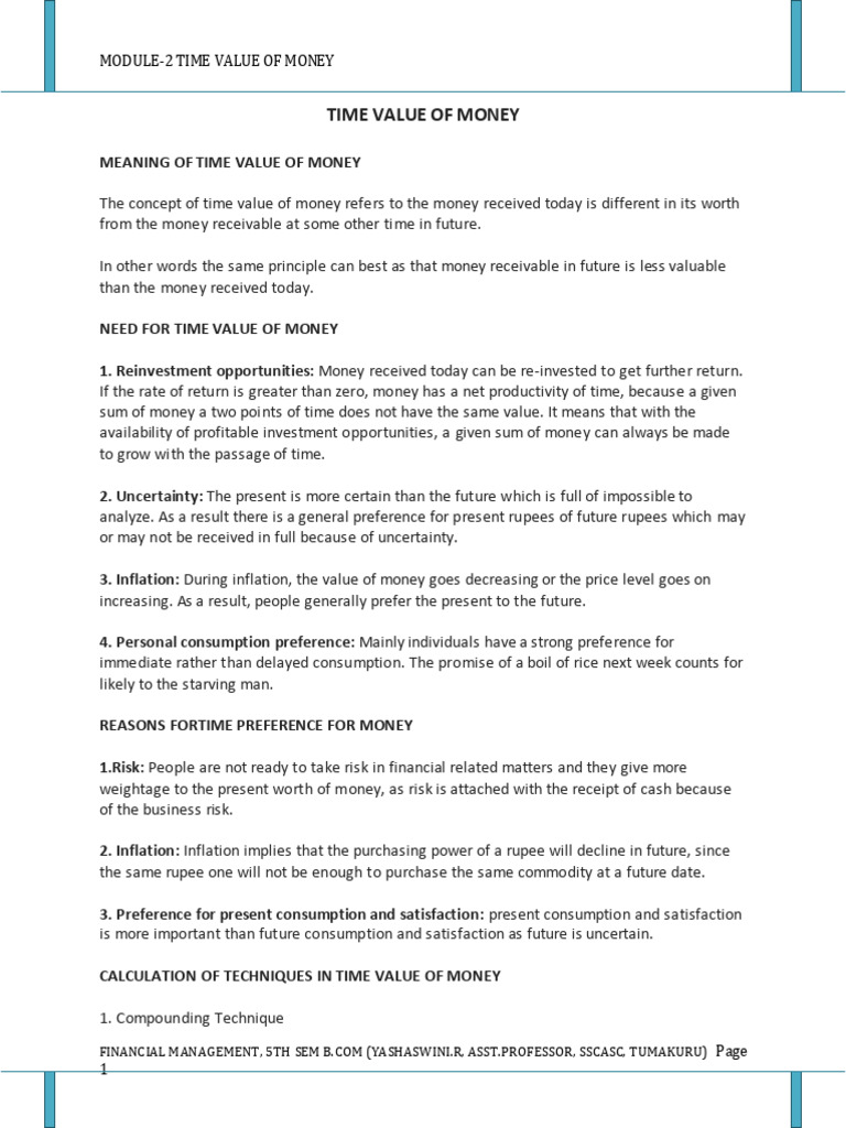 B.Com 5th Sem: Time Value of Money | PDF | Present Value | Time Value Of Money