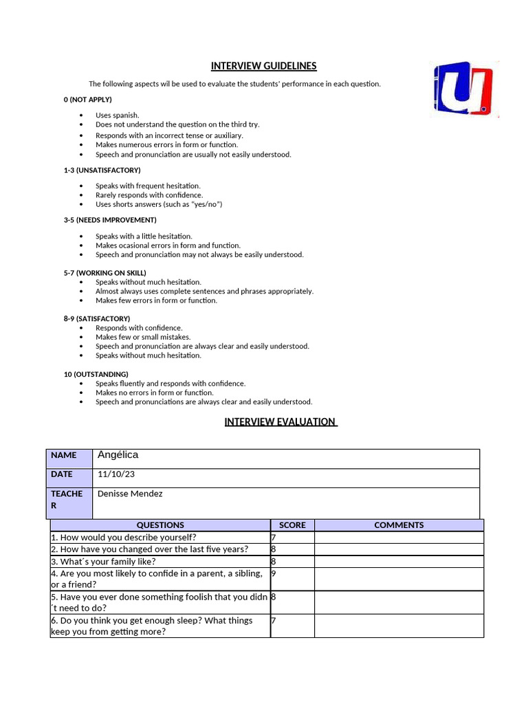 INTERVIEW GUIDELINES Level 9 | PDF | Grammar | Human Communication