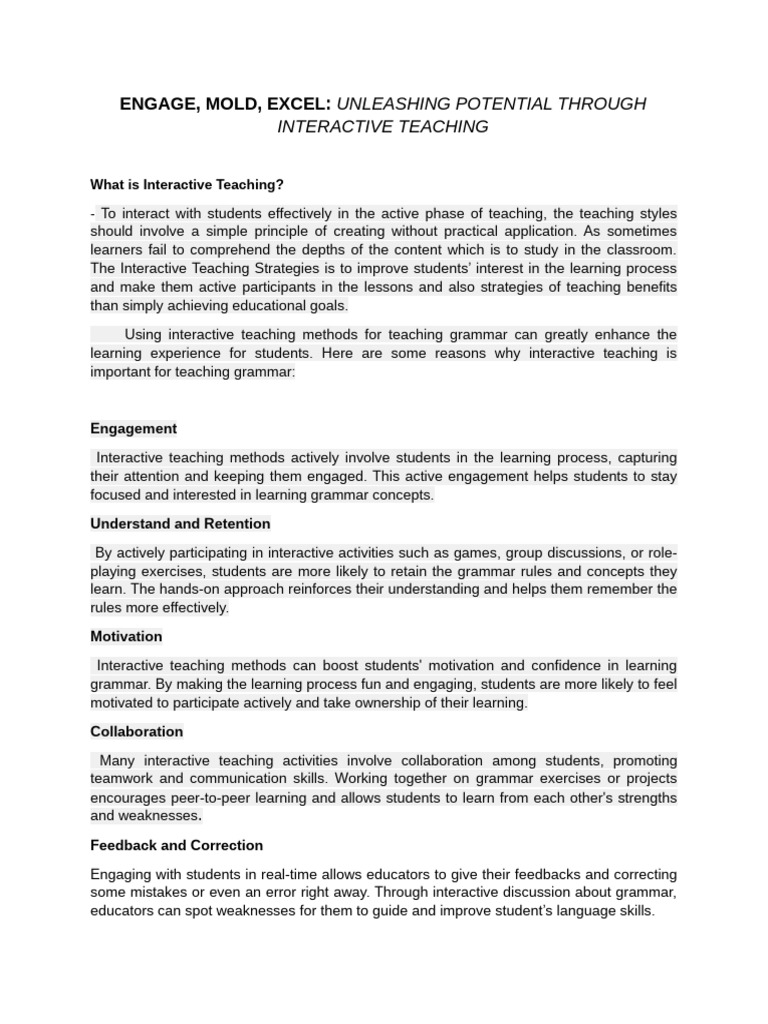 Interactive Teaching | PDF | Learning | Teaching Method