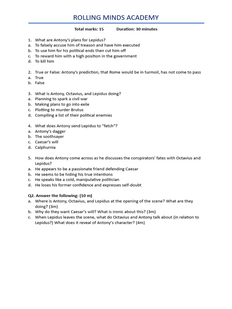 Revision - Act 4 SC 1 | PDF