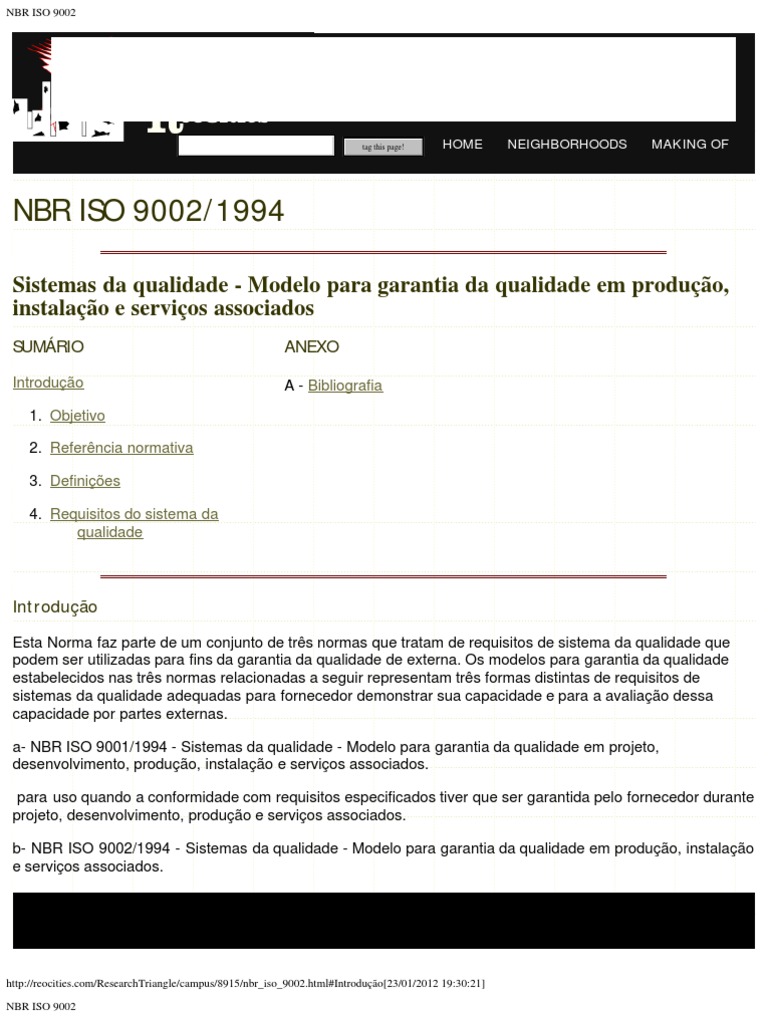 NBR ISO 9002: Sistema da Qualidade | PDF | ISO 9000 | Padronização
